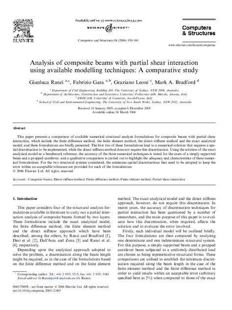 Pdf Time Analysis Of Composite Beams With Partial Interaction Using