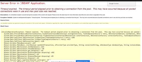Timeout Expired Bimser