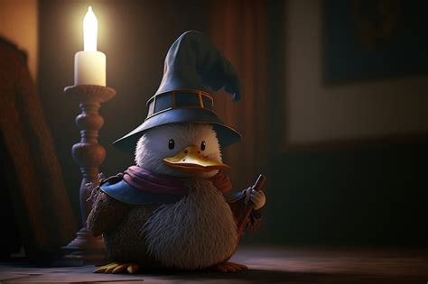 Premium Ai Image Cartoon Duck With A Wizard Hat