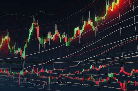 Premium Photo Technical Price Graph And Indicator Red And Green Candlestick Chart On Blue