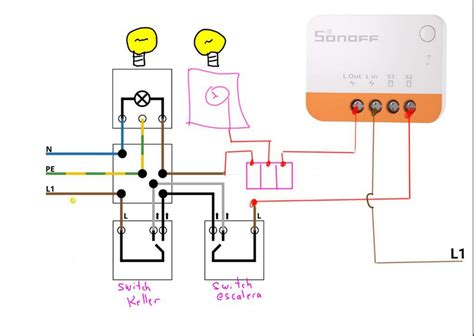 Diagrama de fiação para dois interruptores