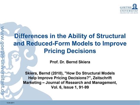 Optimal Pricing Understanding Differences Between Structural Models And Reduced Form Models Ppt
