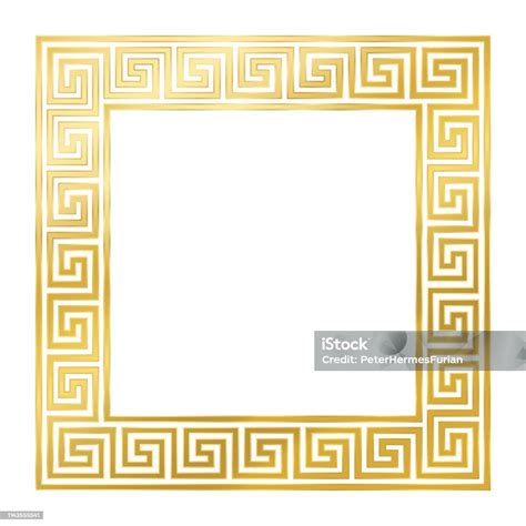사각 메 더 프레임 원활한 골든 B 패턴입니다 반복 되는 모티프로 형상화 된 연속 선으로 만들어진 장식 테두리 메 안드로스 그리스어 프 렛 또는 그리스어 키입니다 흰색 위에