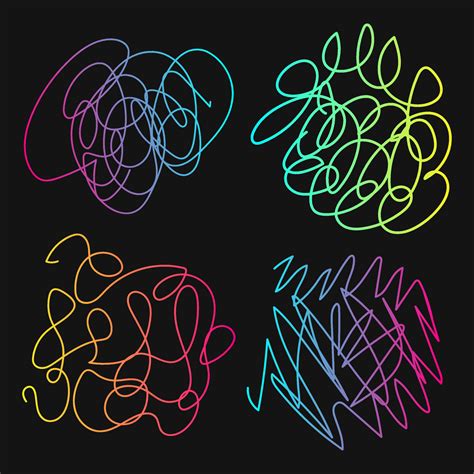 Tangled Abstract Scribble With Hand Drawn Line Gradient Doodle Elements Vector Illustration