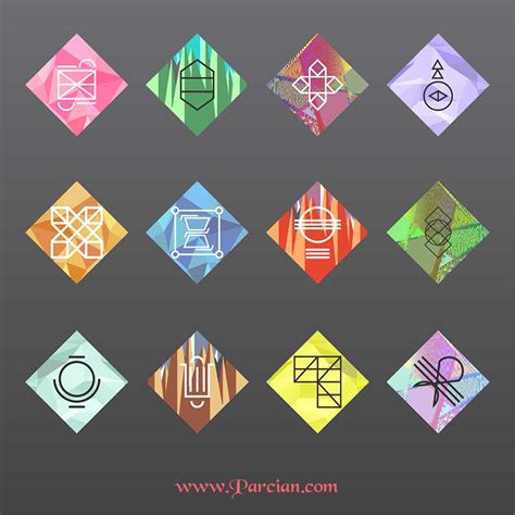 فایل نمونه لوگوهای ساده انتزاعی با اشکال هندسی پارشن