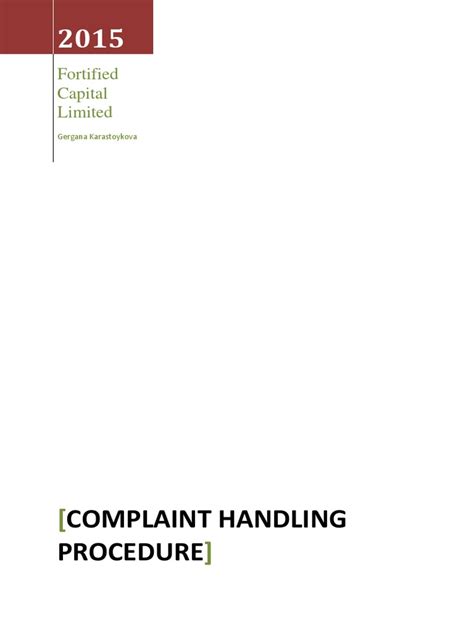 Complaints Handling Procedure Pdf Regulatory Compliance Complaint
