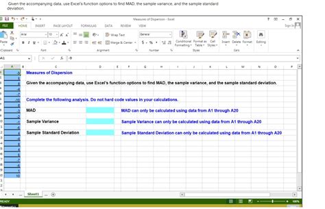 solved given the accompanying data use excel s function options to