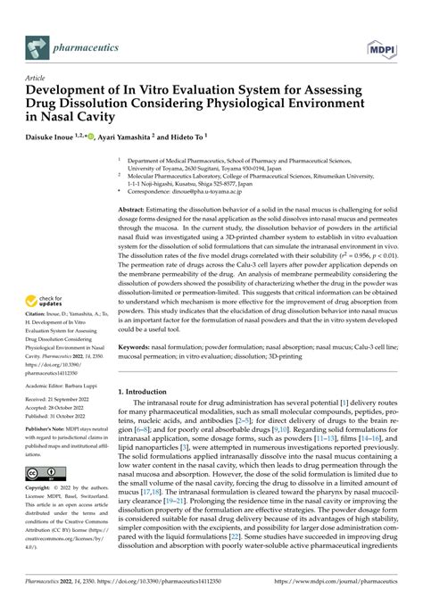 Pdf Development Of In Vitro Evaluation System For Assessing Drug
