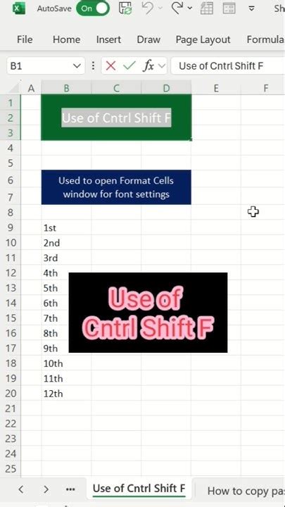 Use Of Cntrl Shift F In Excel‼️ Excel Shorts Ktanalytics Youtube