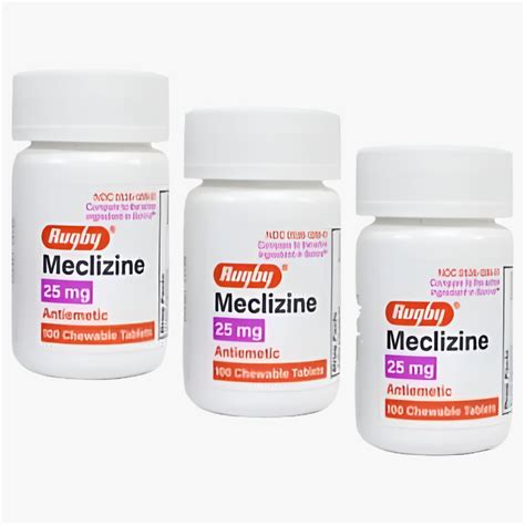 Ada Felix Inc 3 Pack Chewable Tablets 25mg Meclizine 100 Count Each