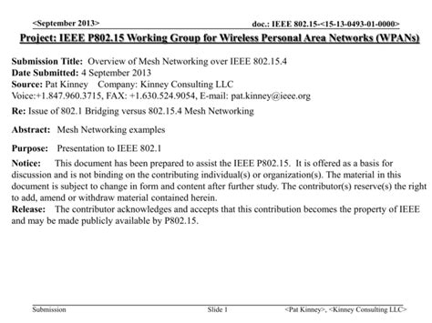 Overview Of Mesh Networking Over Ieee 802154