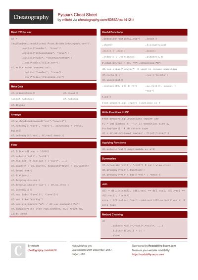 7 Pyspark Cheat Sheets Cheat Sheets For Every Occasion
