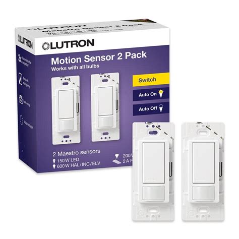 Lutron Maestro Motion Sensor Switch 2 Amp Single Pole White Ms Ops2 Wh 2 2 Pack Ms Ops2 Wh