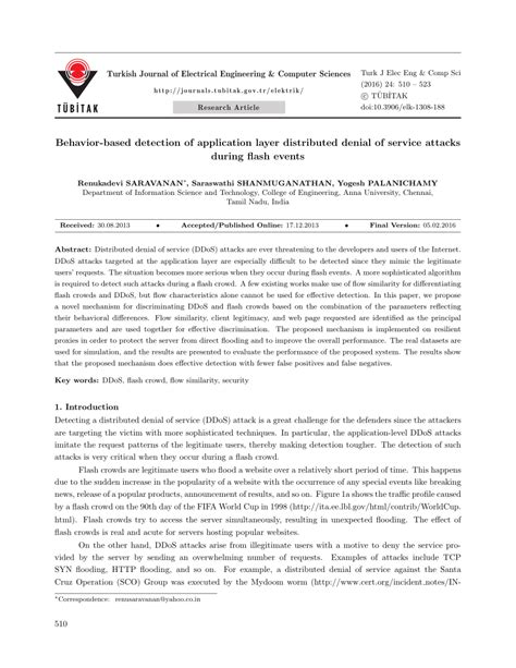pdf behavior based detection of application layer distributed denial