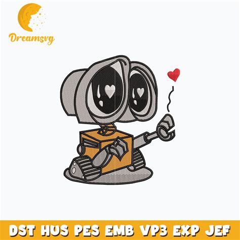 Wall E Cute Embroidery Design Dreamsvg Store