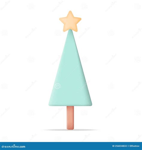 Christmas Tree With Star 3d Icon Vector Stock Vector Illustration Of