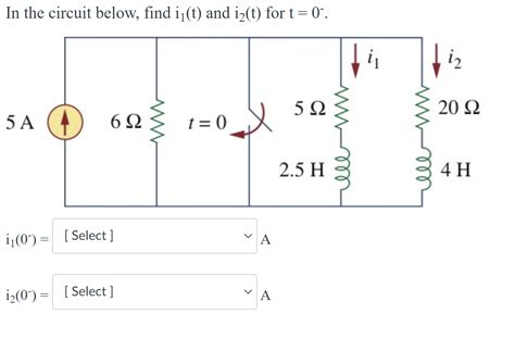 solved in the circuit below find i1 t and i2 t for t
