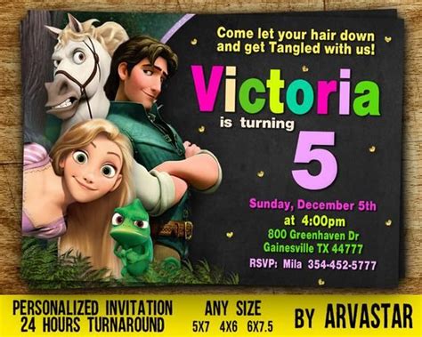 Tangled Invitation Rapunzel Invitation Tangled Party Invitation Tangled Party Invite Tangled