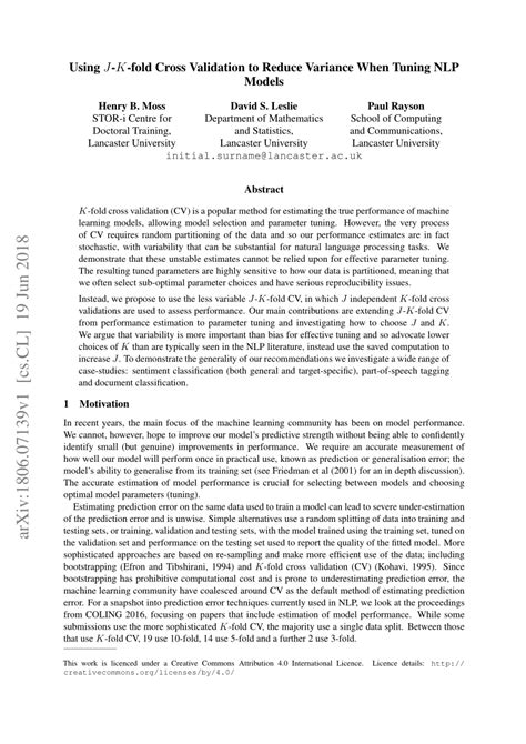Download Pdf Using J K Fold Cross Validation To Reduce Variance When Tuning Nlp Models