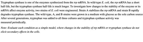 Solved Tryptophan Synthase Is One Of The Enzymes Synthesized