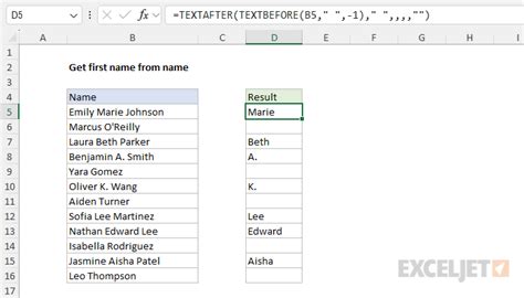 Get Middle Name From Full Name Excel Formula Exceljet
