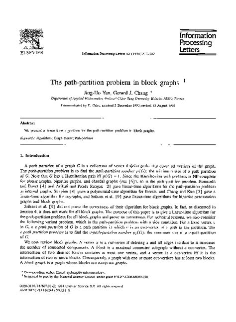 Pdf The Path Partition Problem In Block Graphs