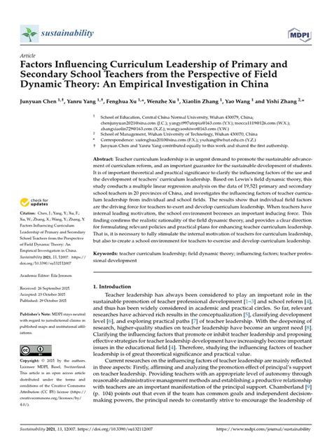 Factors Influencing Curriculum Leadership Pdf Leadership Teachers