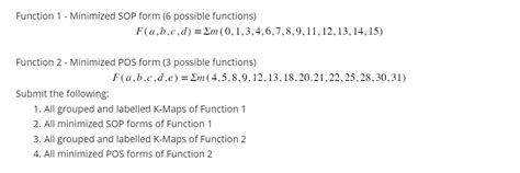 Solved Function 1 Minimized Sop Form 6 Possible Functions Course Hero