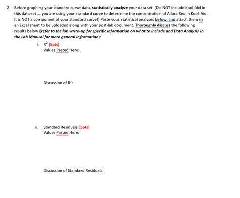 Solved Before Graphing Your Standard Curve Data