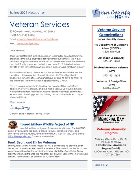 Veteran Services Newsletter Dunn County Nd
