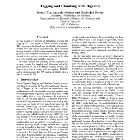 Tagging And Chunking With Bigrams Acl Anthology