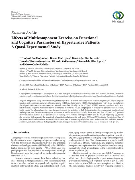 Pdf Effects Of Multicomponent Exercise On Functional And Cognitive Parameters Of Hypertensive