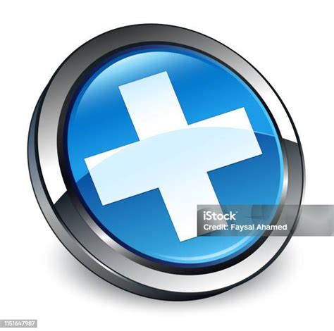 Tombol Bulat Biru 3d Ikon Plus Ilustrasi Stok Unduh Gambar Sekarang