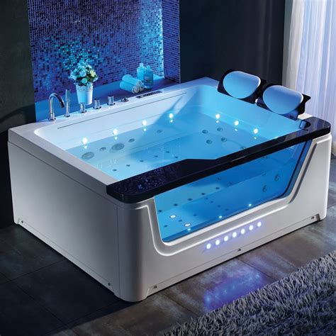 Air Bath Tub With Heater 2 Person Jacuzzi Tub Indoor Handle Shower