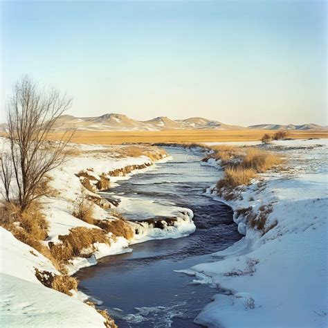 A Stream Running Through A Forest Filled With Trees Stock Image Image