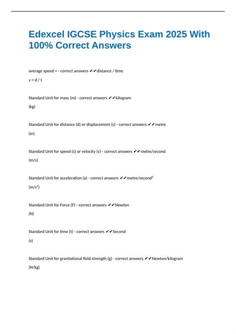 Edexcel Igcse Physics Exam 2025 With 100 Correct Answers Edexcel Igcse Physics Stuvia Us