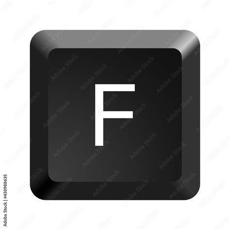 Black computer keyboard key Letter F. Button icon vector illustration ...