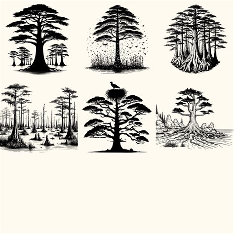 Bald Cypress Tree Svg Bundle Bald Cypress Tree Vector Silhouette Bald Cypress Tree Svg Png Eps