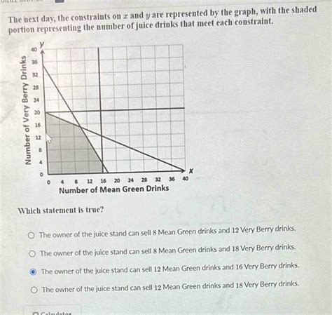 Solved The Next Day The Constraints On X And Y Are Represented By The