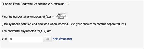 Solved 1 Point From Rogawski 2e Section 2 7 Exercise 20