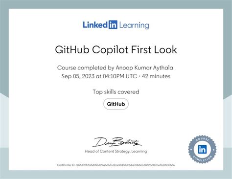 Aythala Anoop Kumar On Linkedin Finished The Course “github Copilot First Look” By Ronnie Sheer