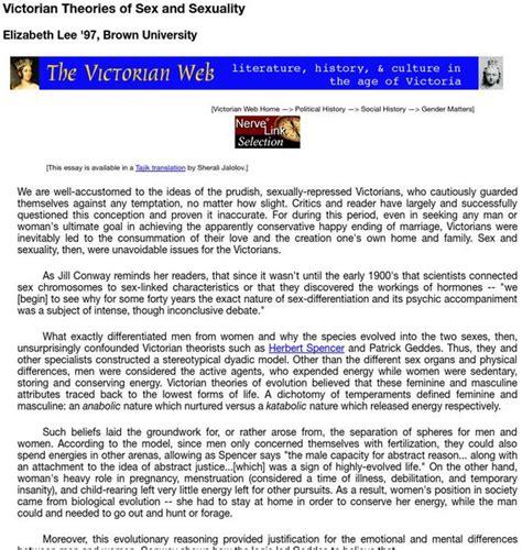 Brown University Victorian Web Victorian Theories Of Sex And