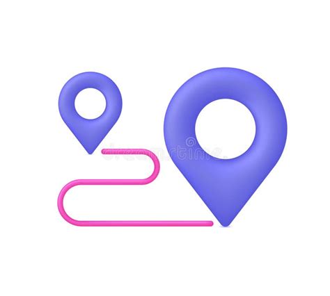 3d Route Location Line With Pin Icon Concept Of Path Or Road Locator