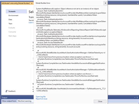 Model Builder Error Occurs On The Process Of Model Builder For Azure Issue Dotnet