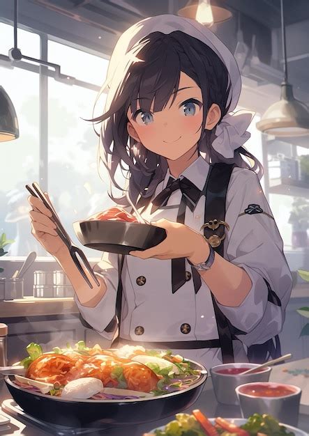 Premium Ai Image Anime Girl Cooking