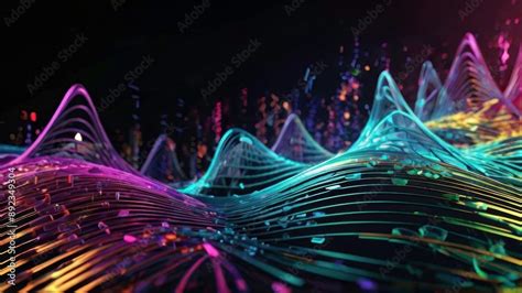 Abstract 3d Music Background Colorful Sound Frequencies Futuristic Design Rhythmic Patterns