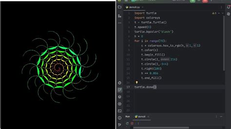 Rainbow Radiance A Vibrant And Mesmerizing Circle Pattern With Python Turtle Youtube