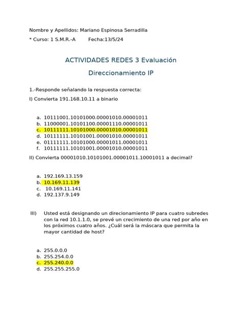 Ejercicios Subneting Pdf Dirección Ip Red De Arquitectura