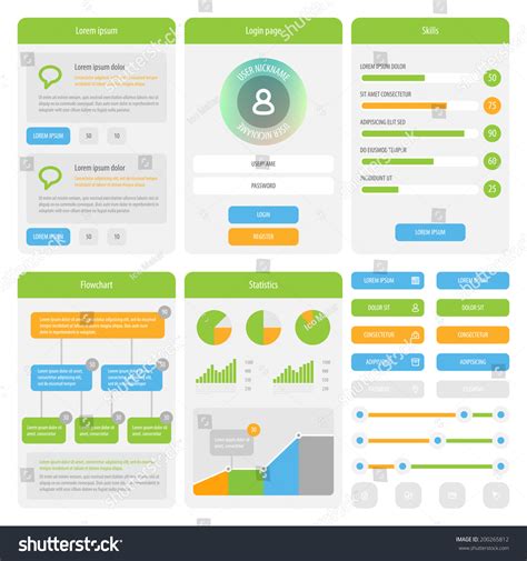 Flat Mobile Ui Design Vector Eps Stock Vector Royalty Free Shutterstock