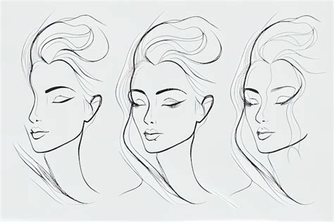 Premium Photo Set Of Pencil Sketches Of A Girl Generative Ai